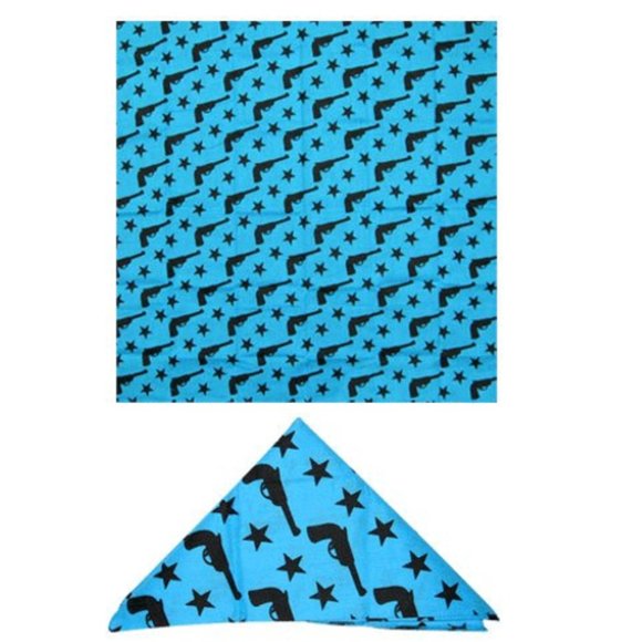 Sourpuss | Accessories | Black Pistols Stars On Turquoise Blue Bandana ...